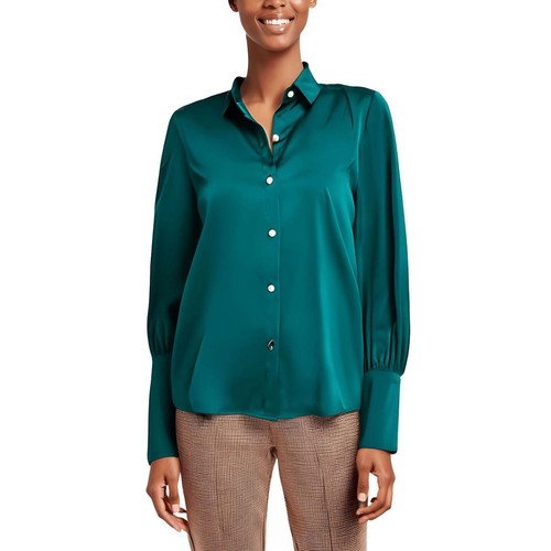 CeCe Womens Green Solid Blouse S BHFO 2573 | eBay