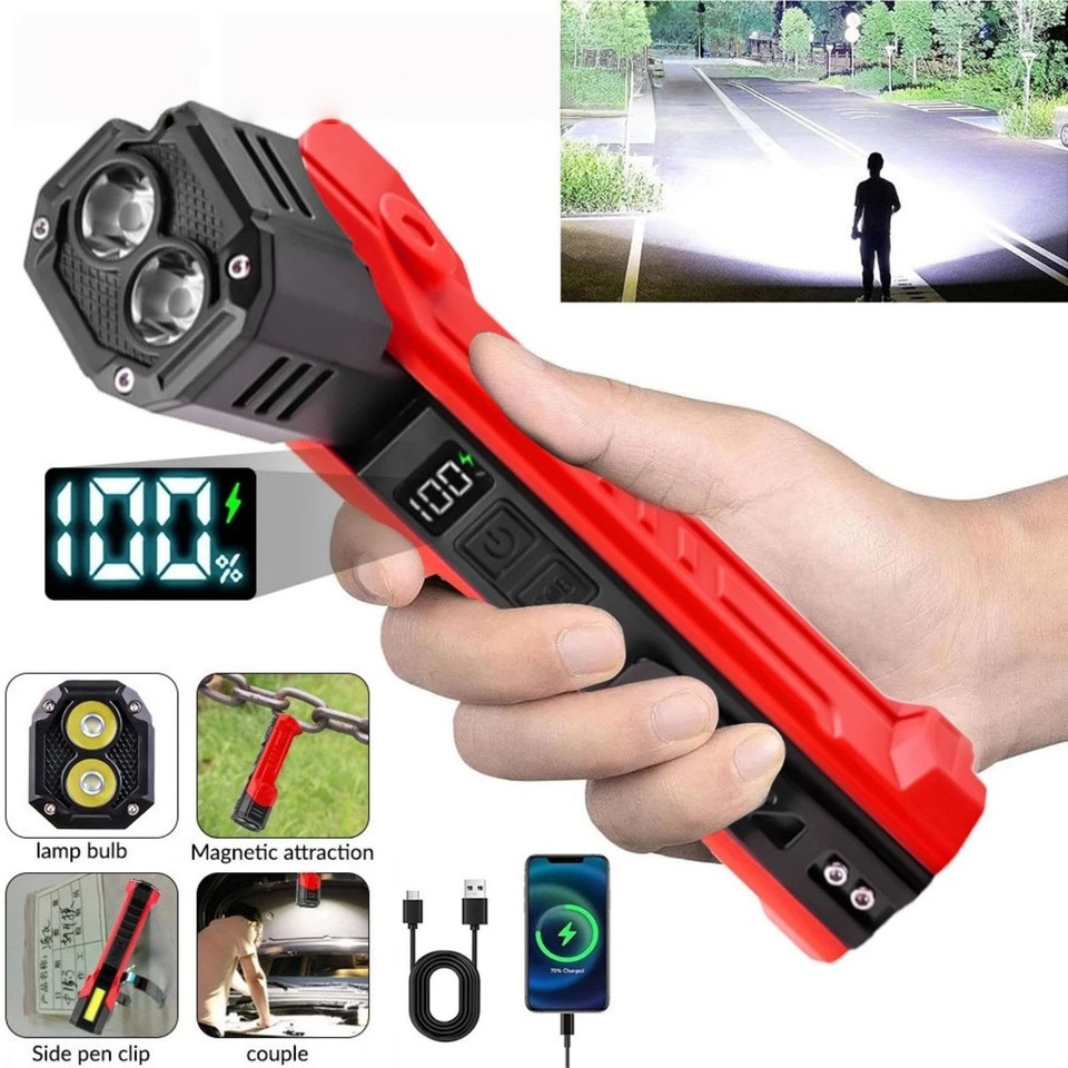 Magnetic Base LED Work Light 600LM Rechargeable Type-C Flashlight Lamp Tool | eBay