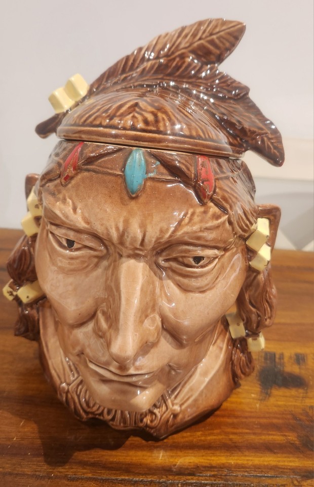 Vintage MCCOY Native American Indian Head COOKIE JAR USA Retro | eBay