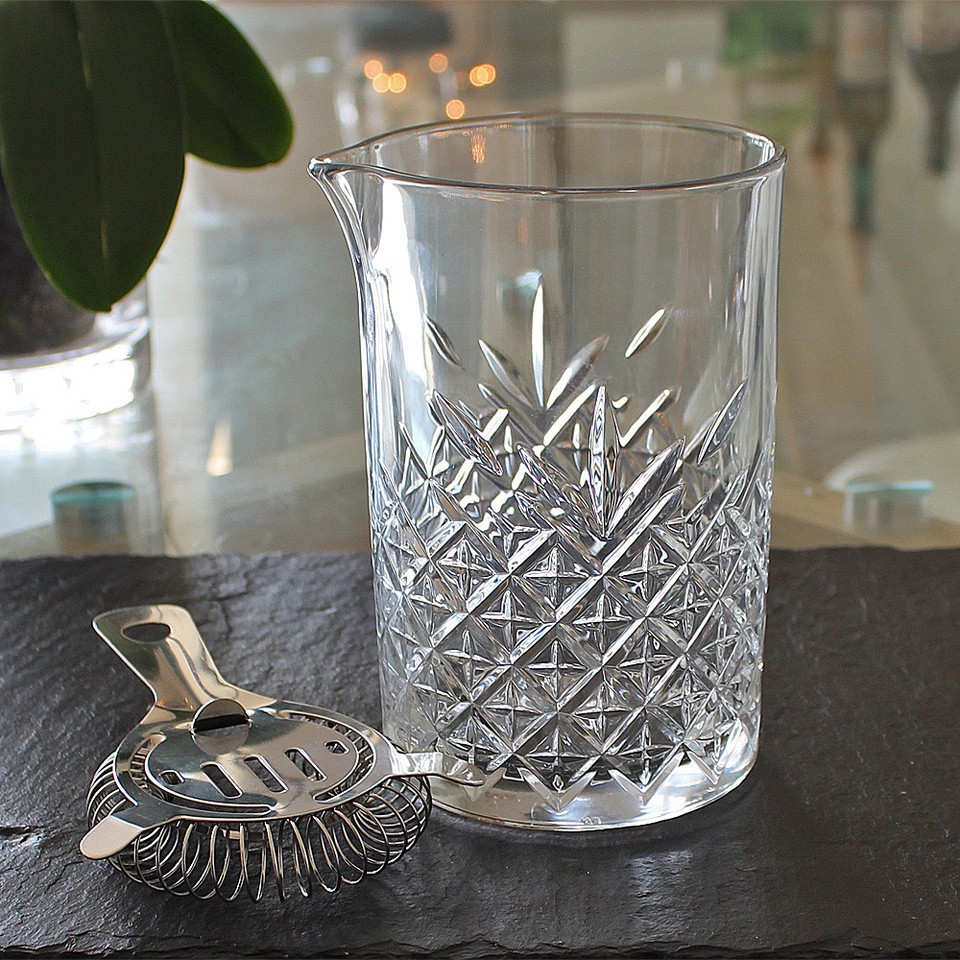Cocktail Mixing Glass Jug Pitcher With Hawthorne Strainer Bar Mixer ...