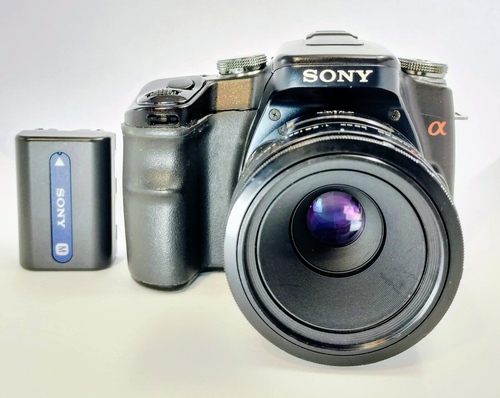 Sony Alpha a100 10.2MP Digital SLR Camera w/ Minolta AF MACRO 50mm F2.8 ...