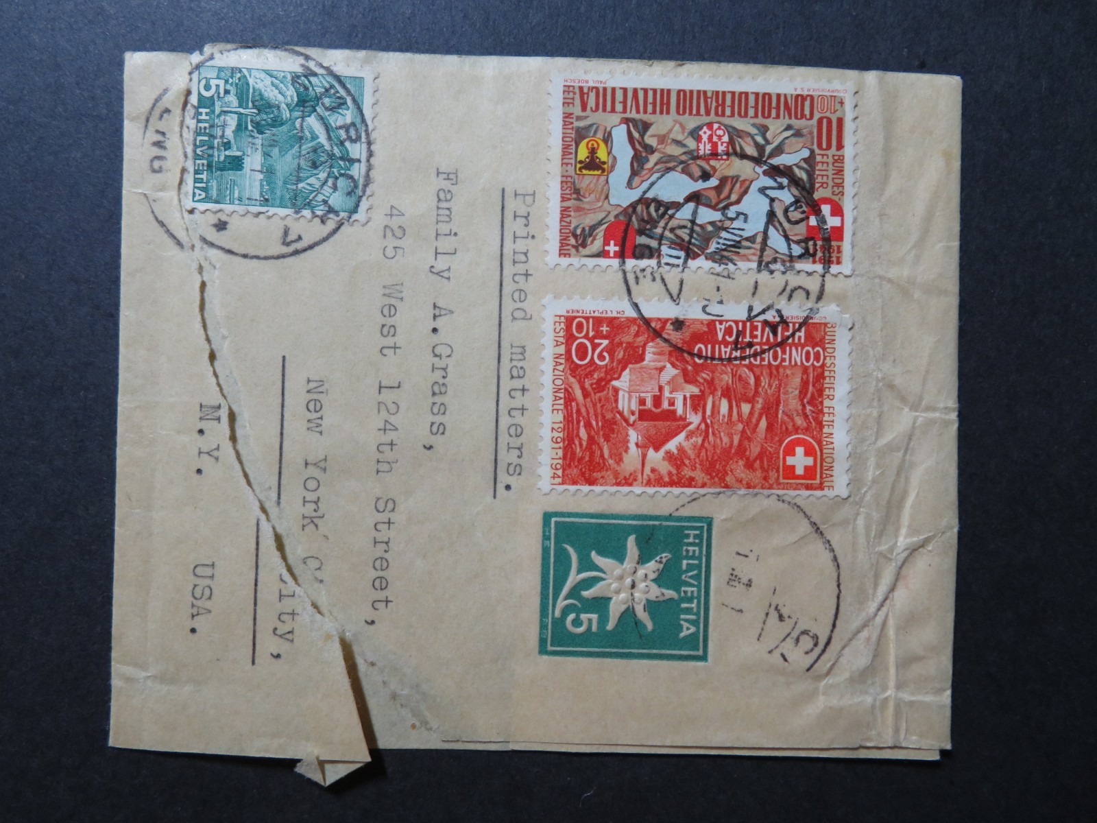 Switzerland 1941 Uprated Postal Wrapper to USA - Z10690 | eBay