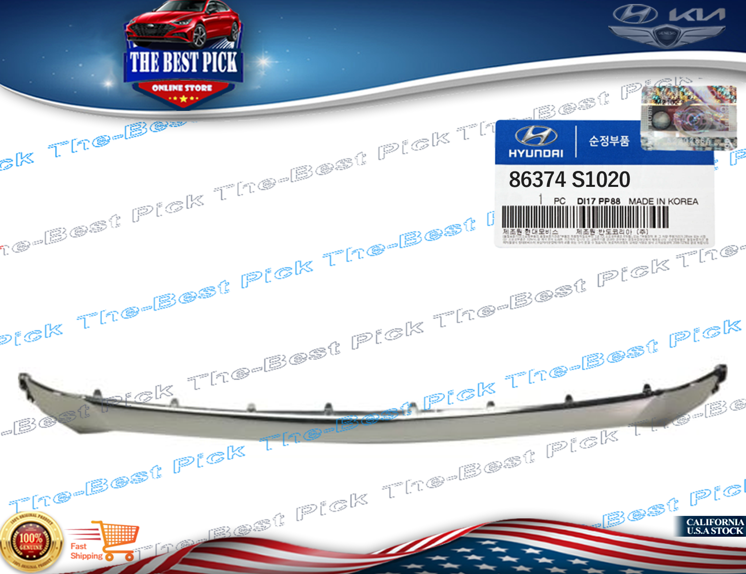 Genuine Grille Molding Trim Front Upper Centr HYUNDAI SANTA FE 19- 20 ...