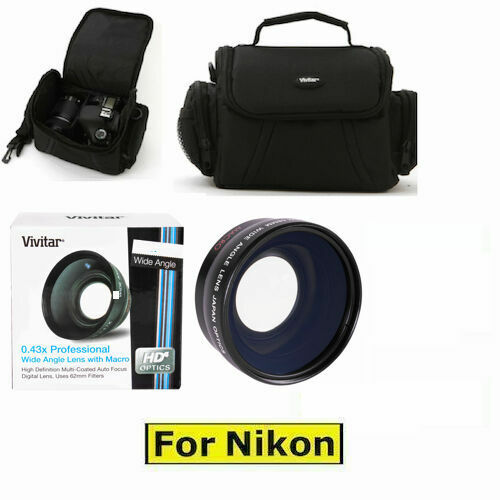 WIDE ANGLE LENS +MACRO LENS + CASE BAG FOR NIKON D5000 D5100 D5200 ...