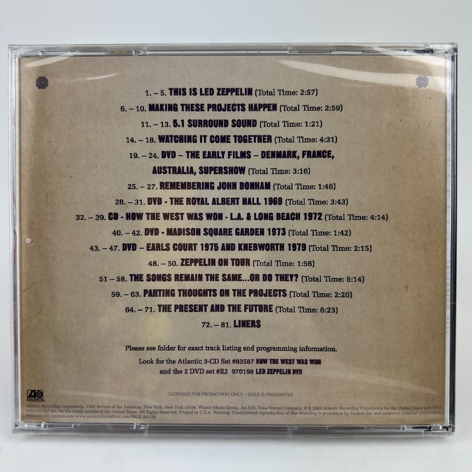 RARE NEW/SEALED PROMO CD/DVD - Led Zeppelin – Interview Disc 2003 ...