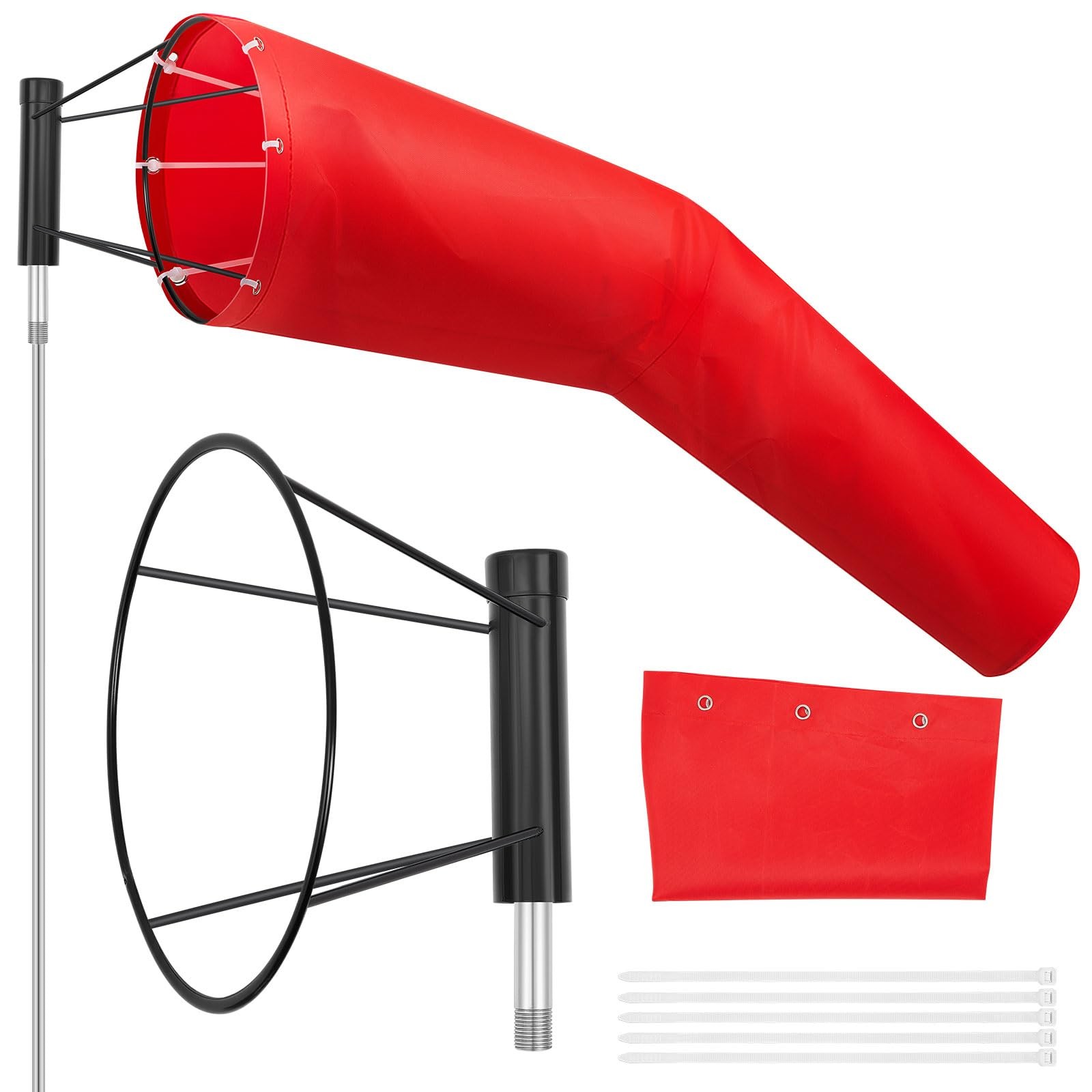 1 Set 13" X 54" Airport Windsock Heavy Duty and 13" Ball Bearing Frame ...