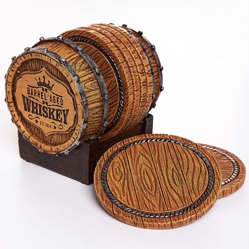 Whiskey Barrel Coaster Set – Handcrafted Whiskey Barrel Decor Whiskey ...