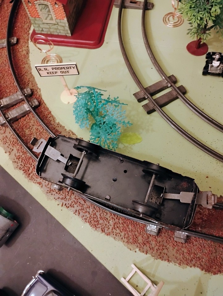 Marx Trains Wagon Top Blue Rivet Tin Tender Sliding wind up Tab & Slot ...