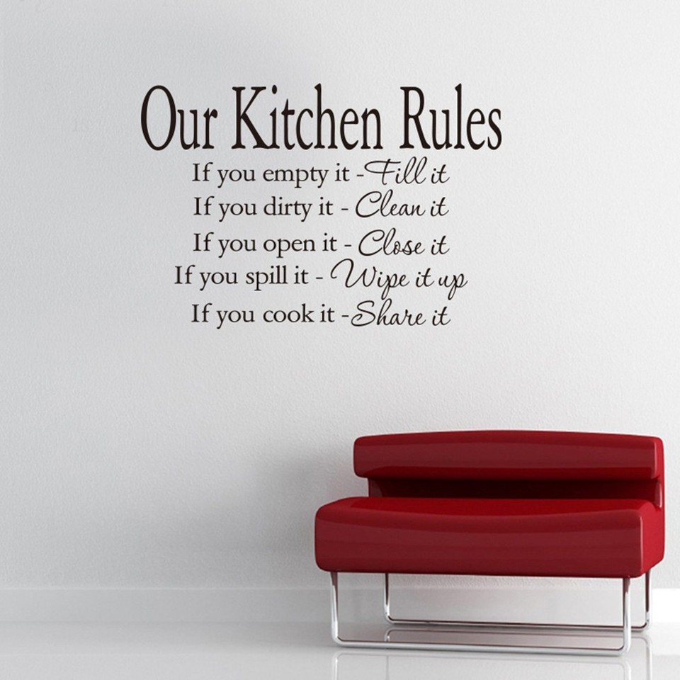 Kitchen Rules Words PVC Wall Paste Mural Art Sticker for Bedroom Living ...