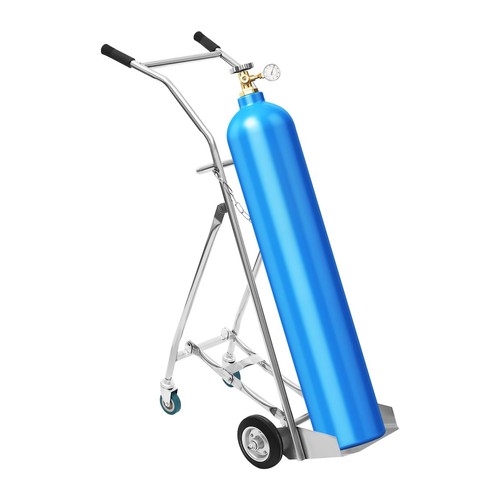 Large Oxygen Tank Cart Dolly Full Range High Rail with Wheels Silver ...