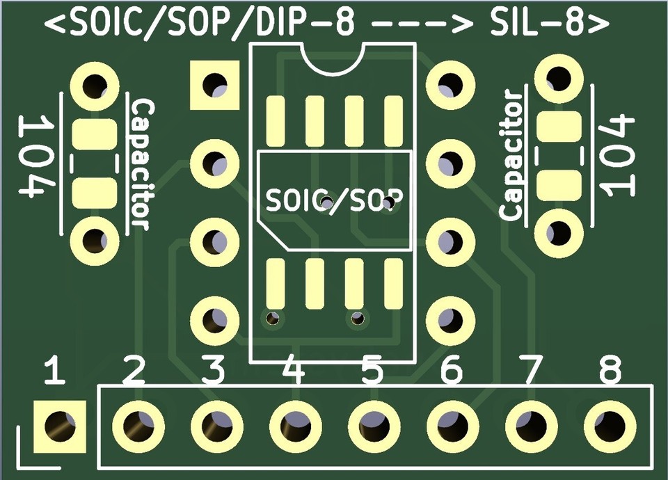 5X PCB Gold Pads SOIC-8 SOP-8 DIP-8 to SIL-8 SIL8 SIP-8 SIP8 JRC 5532 ...