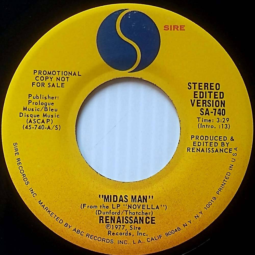 Renaissance - Midas Man [7" 45 rpm Promo] on Sire SA-740 / Progressive ...