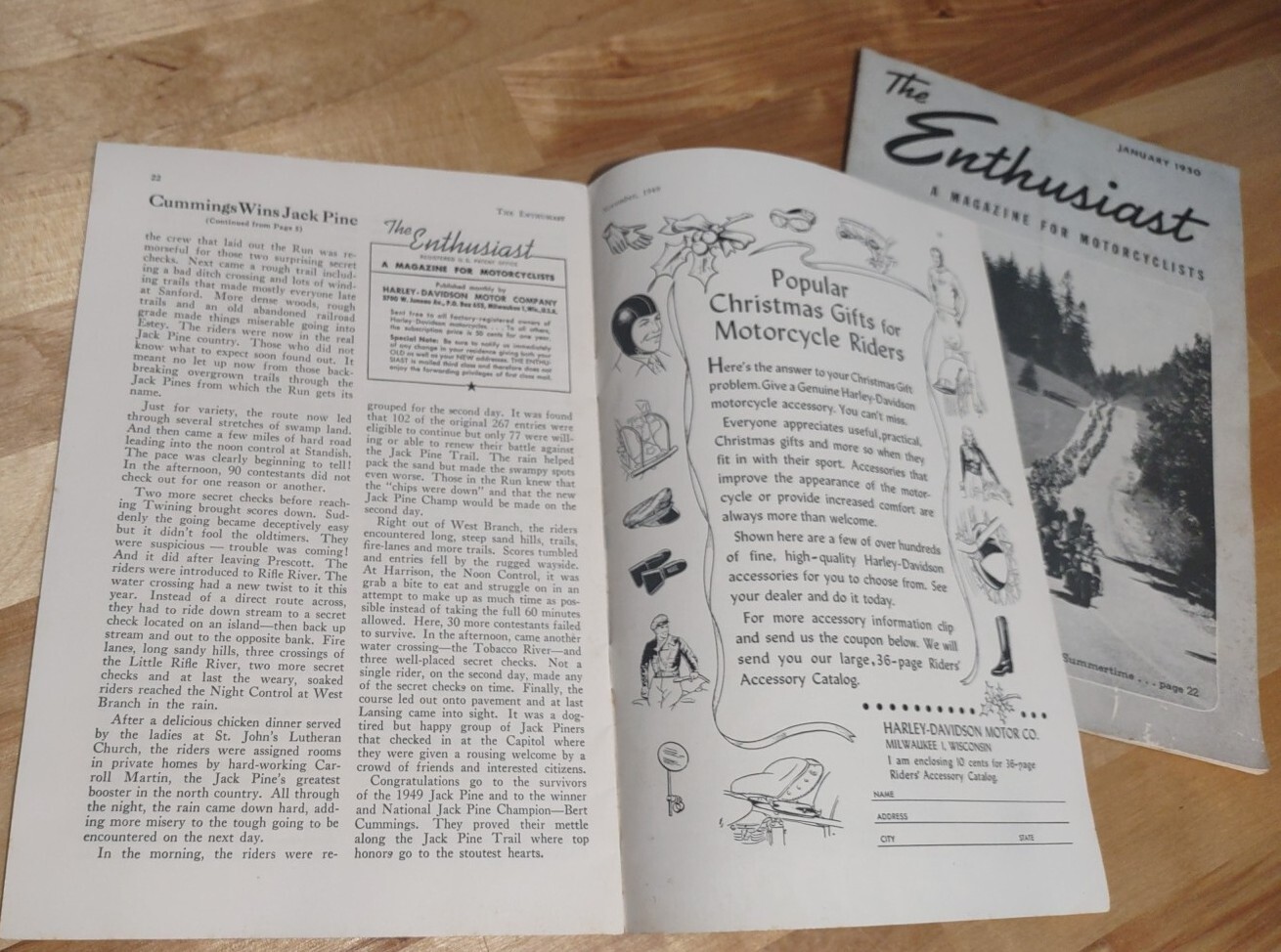 Lot of 2 The Enthusiast Motorcyclist Magazines Nov 1949/Jan 1950 Harley ...