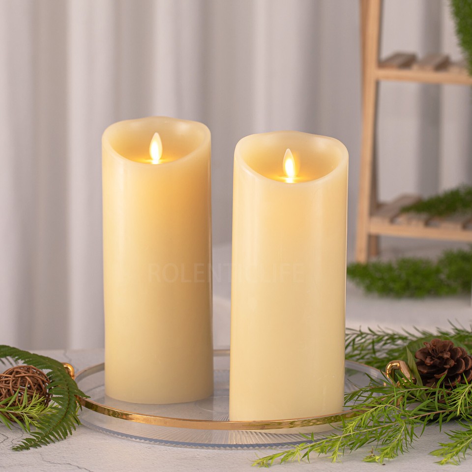 Luminara Flameless LED Battery Ivory Candles with Moving Wick Remote ...