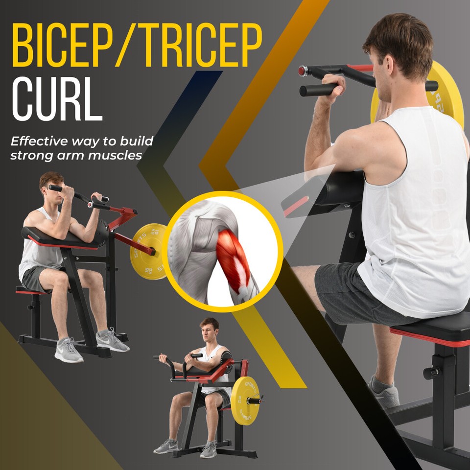 Bicep Tricep Curl Machine with Adjustable Seat, Bicep Curls and Tricep ...