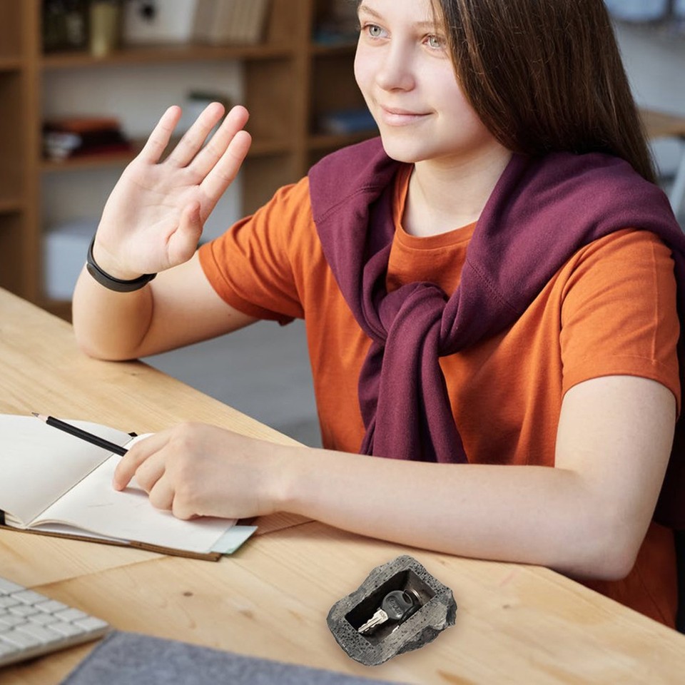 Stone Appearance Key Box Synthetic Resin Hidden Key Storage for Garden ...