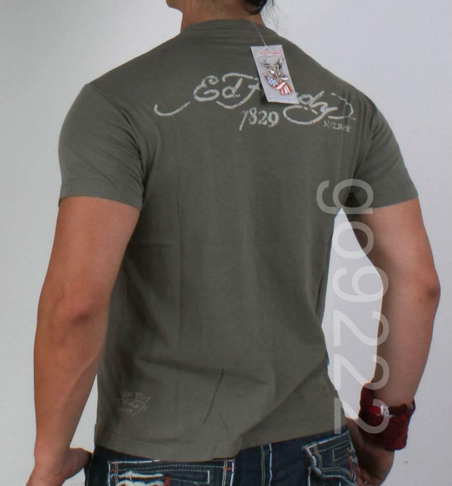 NWT-Authentic Men's Ed hardy Bulldog Kaki Slim S/S T-shirts Tee Size S | eBay