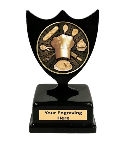 Chef cooking shield black metal trophy award 120mm free engraving | eBay UK