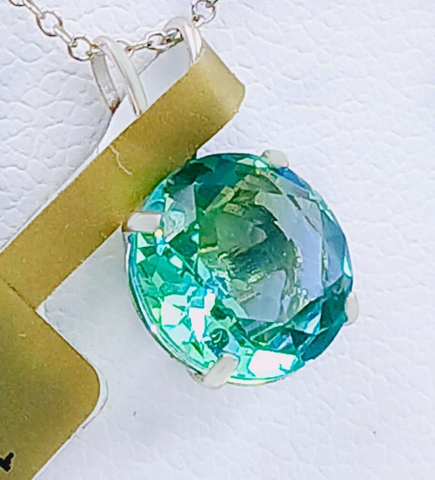 GENUINE 2.89 Cts GREEN FLUORITE PENDANT 14K SOLID WHITE GOLD - Free ...