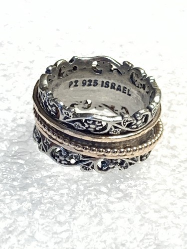 NWOT OR PAZ STERLING SILVER 925 TWO TONE SPINNER RING SZ 11 MADE IN ...