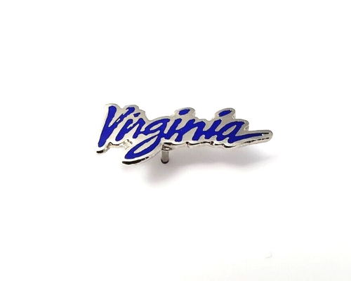 Virginia US USA State cursive letters silver blue color lapel pin hat ...