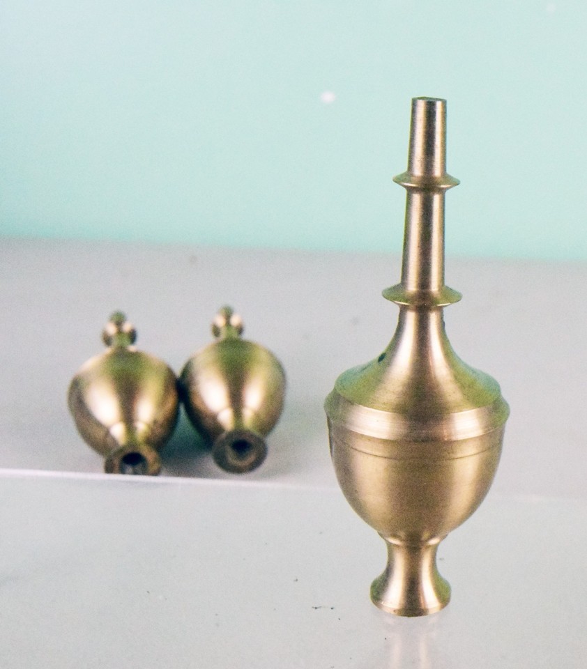 Set of Three Matching Original Pillar & Scroll Finials, Hollow, Seamed ...