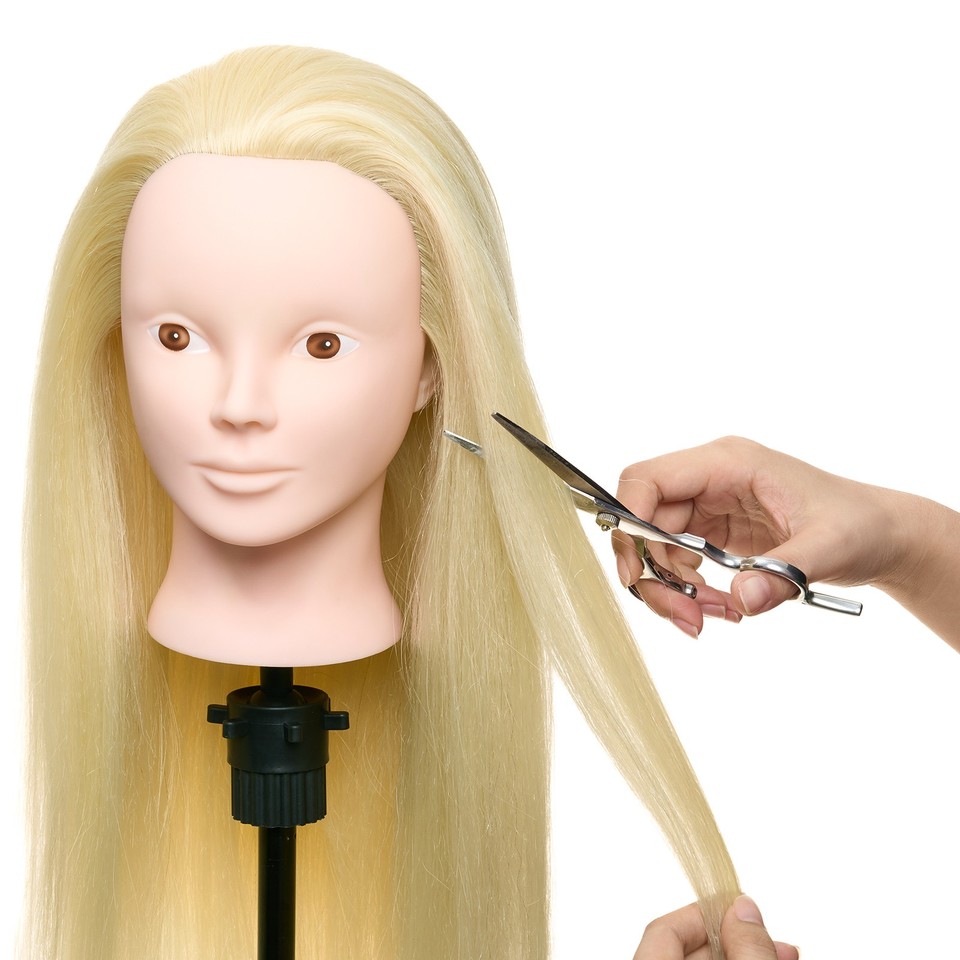 24 inch 50% Real Human Hair Training Head Hairdressing Makeup Mannequin ...