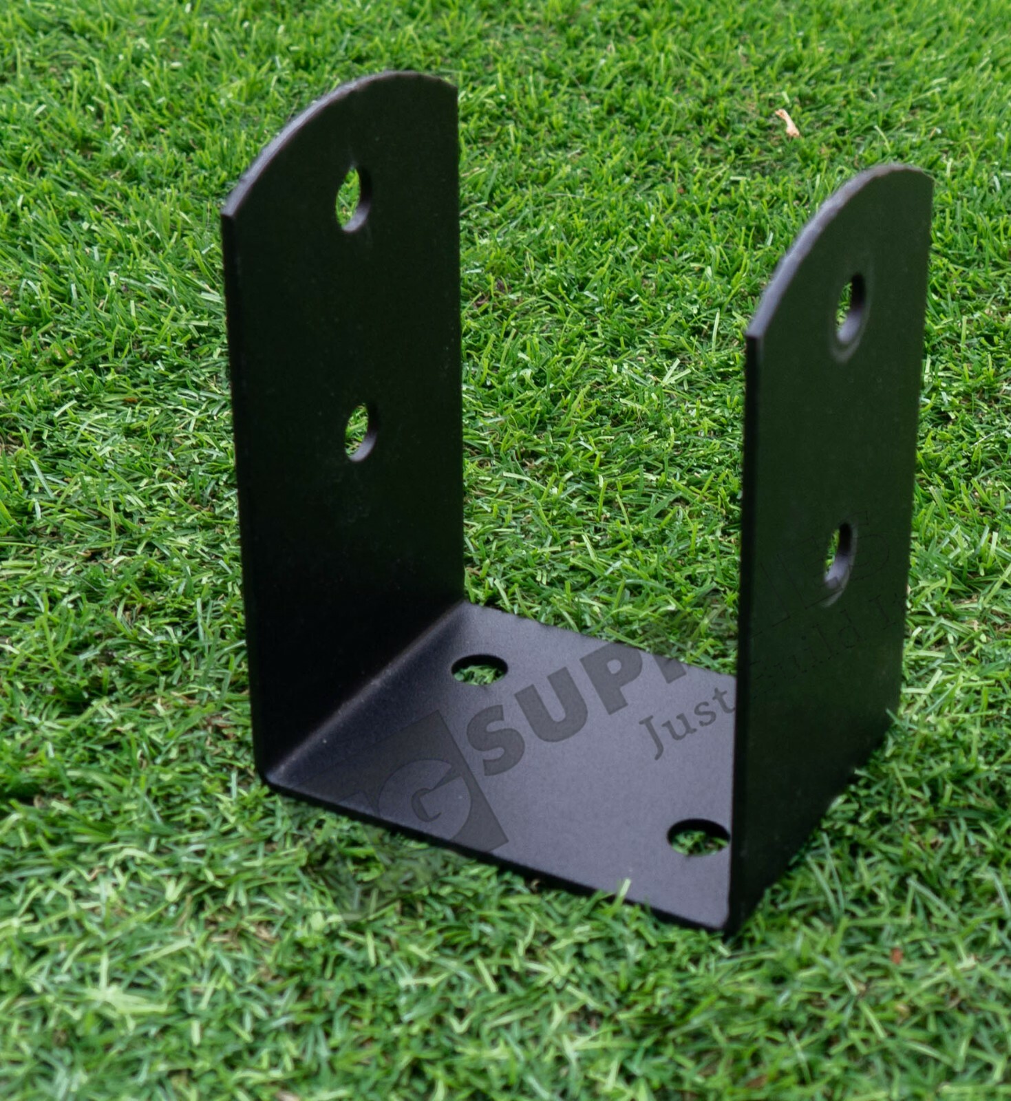 Black Bolt Down Post Support Fence Foot Post Base Brackets U shape Post ...