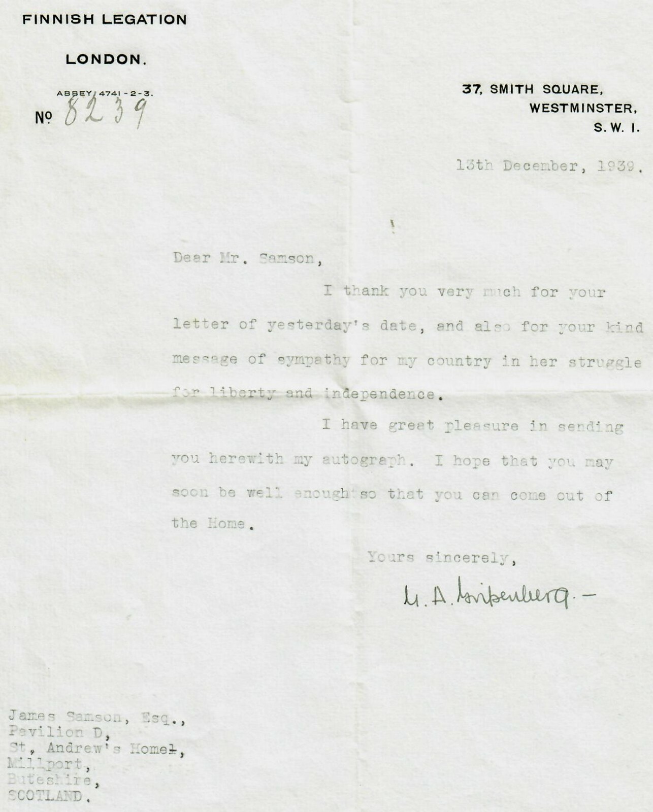 RARE "Finland's 1st UN Ambassador " G. A. Gripenberg Hand Signed TLS | eBay