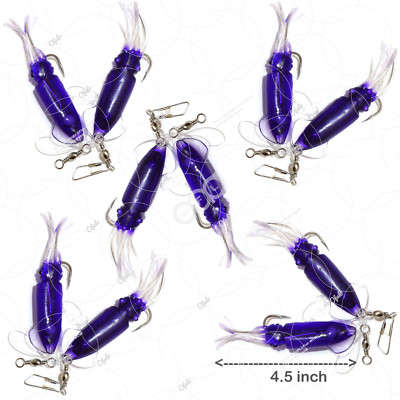 5pairs 4.5" Purple Lingcod Fishing Twin bulb Squid Rockcod Ling Cod Rig ...