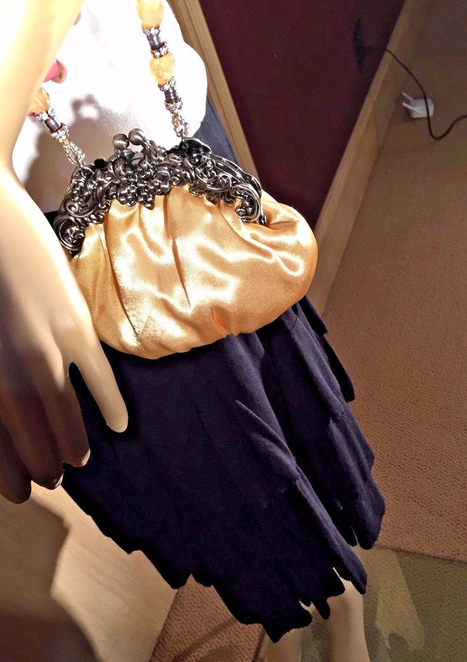 WOMEN'S DESIGNER, PORTAFLORA, YELLOW, SILK-LIKE FABRIC EVENING PURSE ...