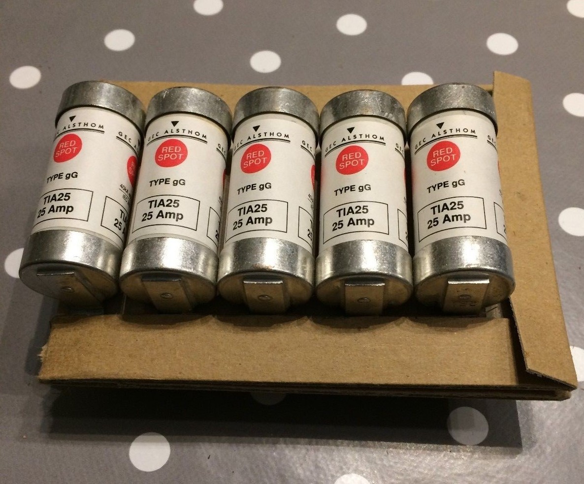 Red spot BS88 industrial HBC fuse, 25A. Part № TIA25. by GEC ALSTOM ...