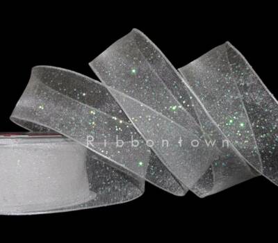 5 Yards Iridescent Glitter White Sheer Wired Ribbon 1 1/2"W | eBay