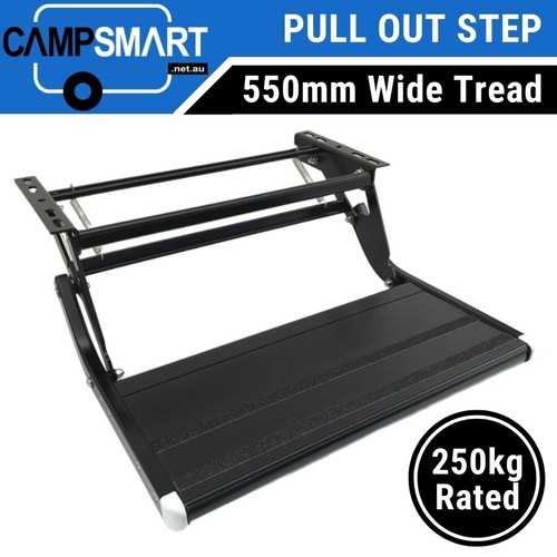 Caravan Step Black Aluminium Pull Out Folding 550mm Manual Single ...