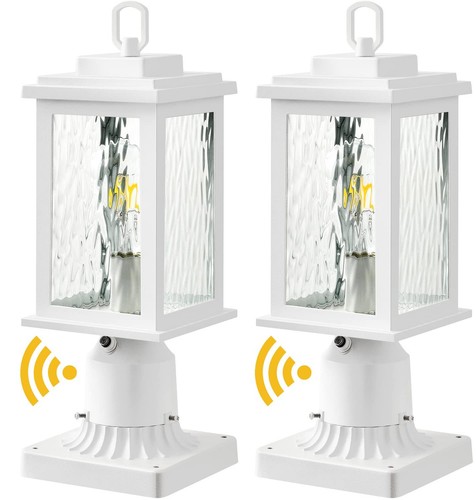 VIANIS White Outdoor Post Light Hardwired 120V, Dusk to Dawn Light ...