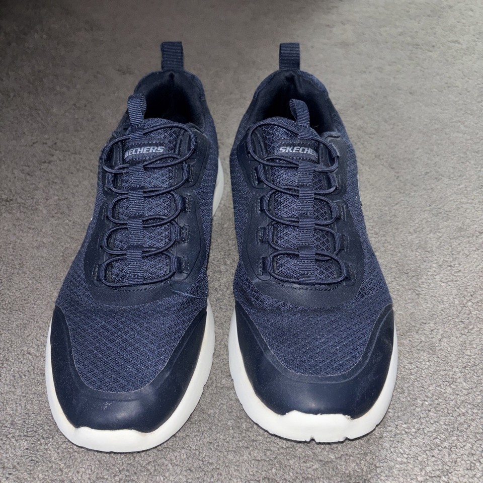 Skechers Mens Navy Blue Memory Foam Slip On Mesh Trainers Size UK 9 ...