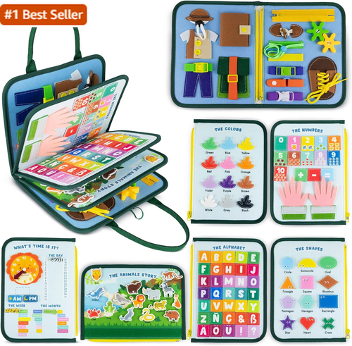 BONNYCO Busy Board for 1 Year Old Animals. Montessori Busy Book for ...