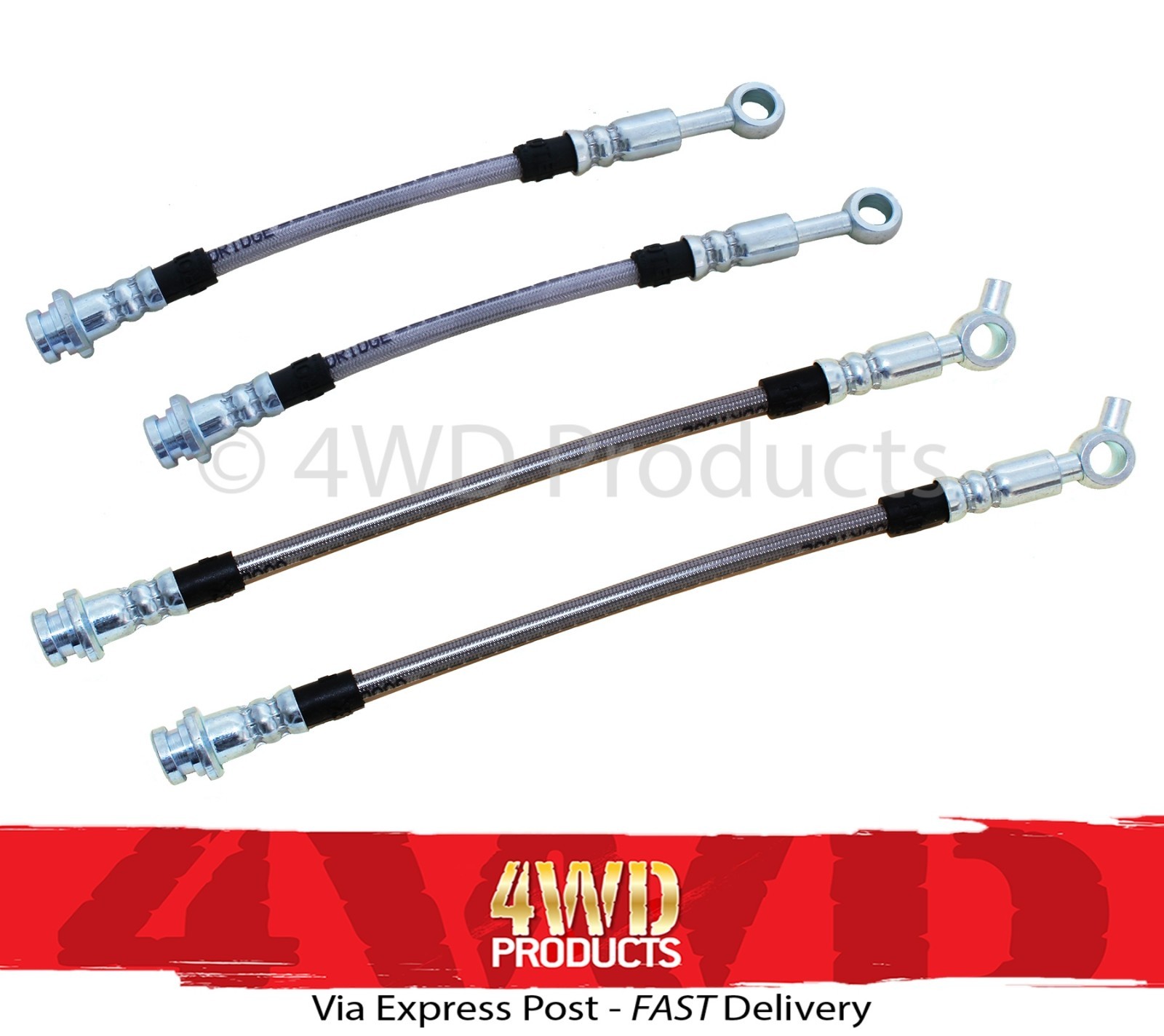 'Braided' Brake Caliper Hose SET (Front & Rear) - Patrol GQ Maverick ...