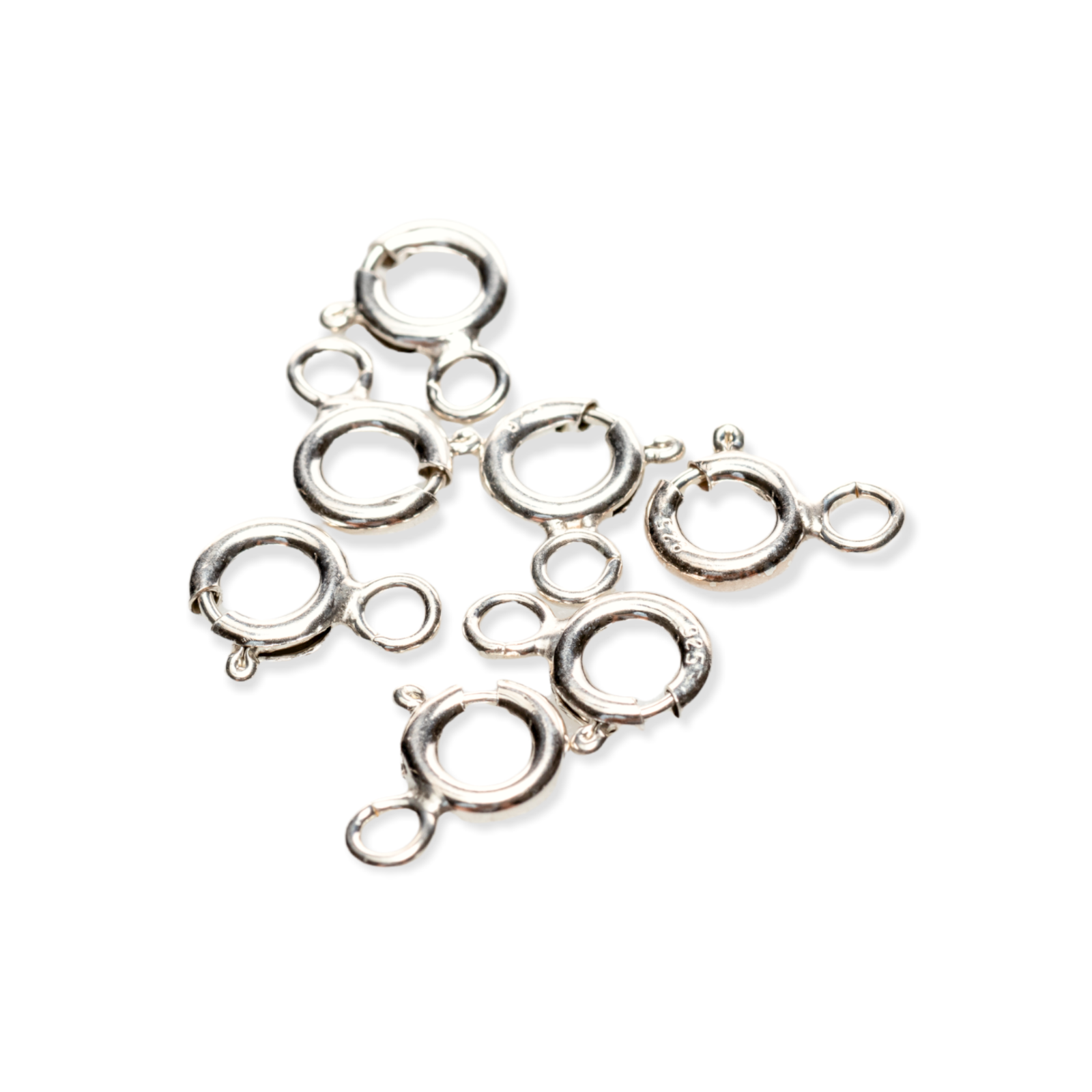 10pcs 925 Sterling Silver, Spring Ring Clasp, Open Flat, 5.5 and 6.0 mm ...