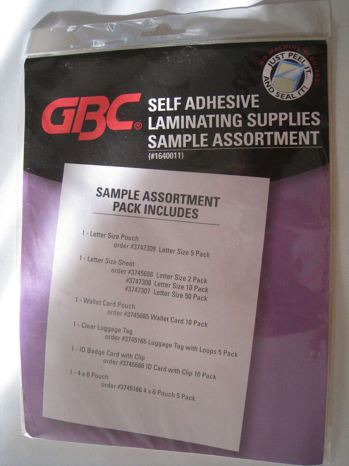GBC Self Adhesive Laminating Supplies - Sample assortment pack | eBay
