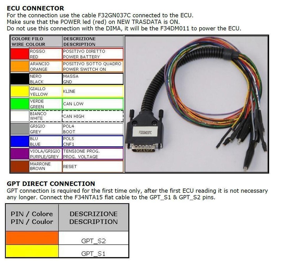 GPT Adapter F32GN037C Diagnostic Cable 600KT02 DB15 MED17-EDC17 ECU ...