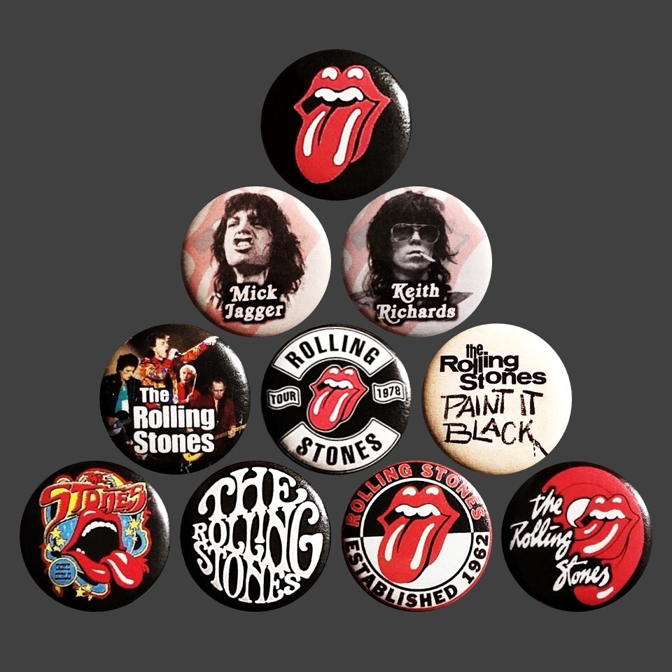 THE ROLLING STONES Buttons Pinbacks Lot-Of-10 Mick Jagger Keith ...