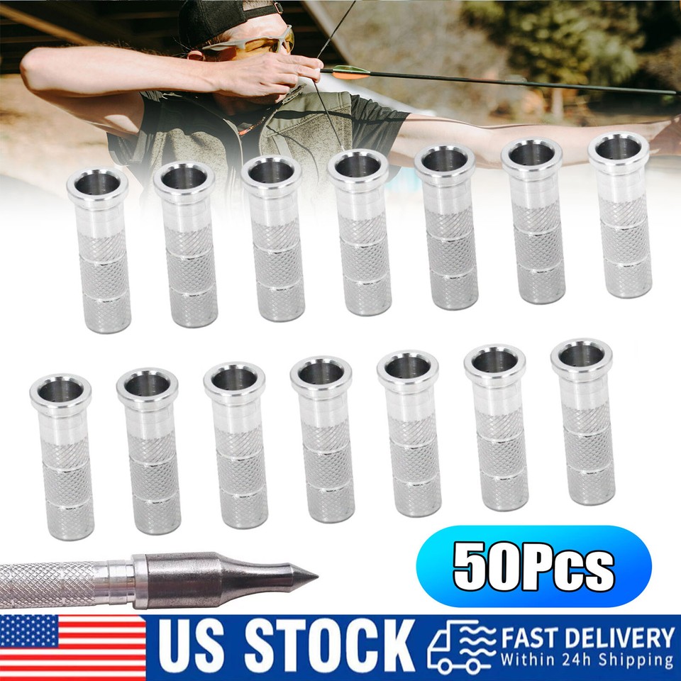 50PC 6.2/7.6mm Aluminium Arrow Inserts + Archery Arrow Shaft Cutter DIY ...