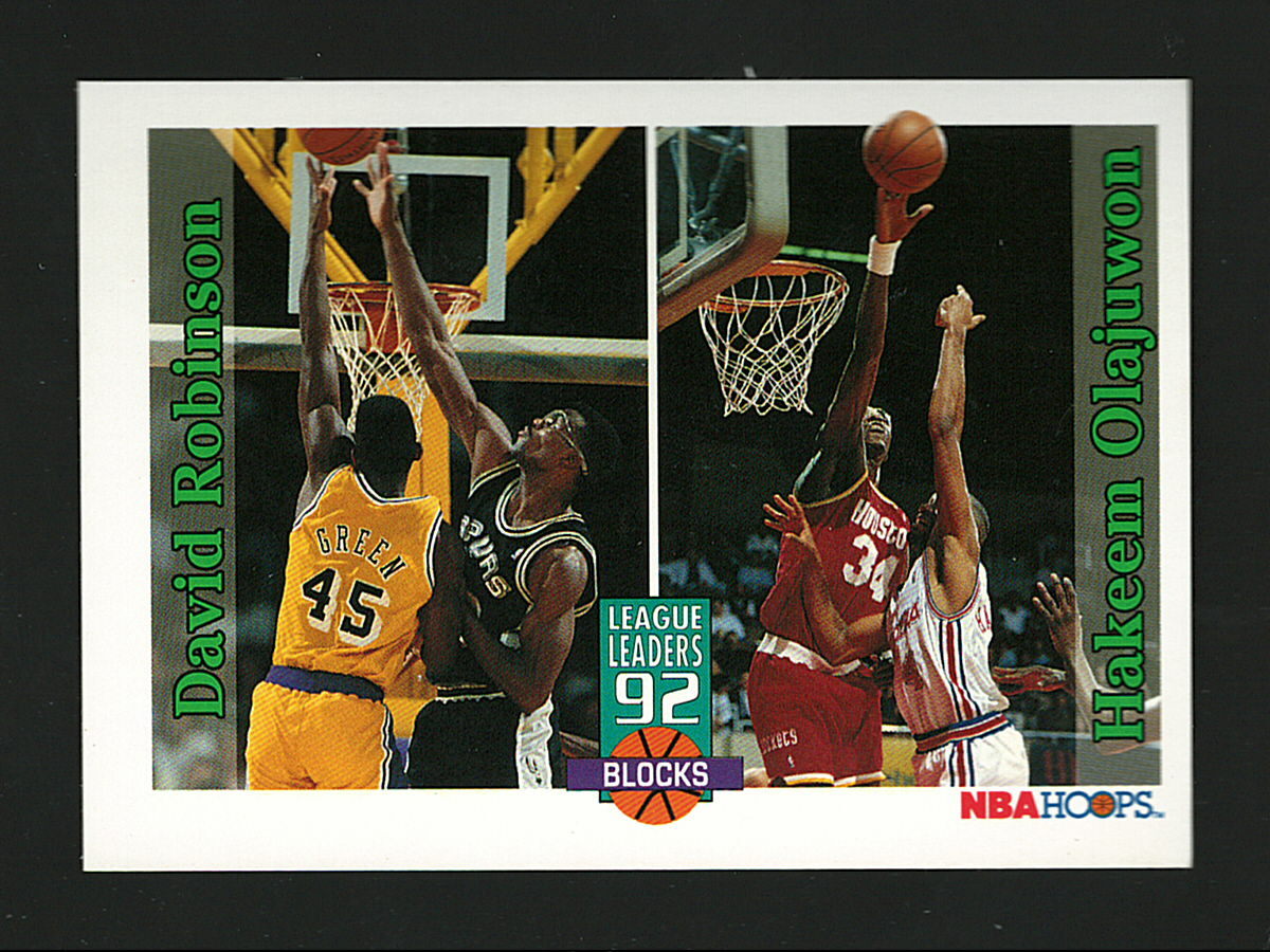 David Robinson/Hakeem Olajuwon 1992-93 Hoops Blocks League Leaders #323 ...