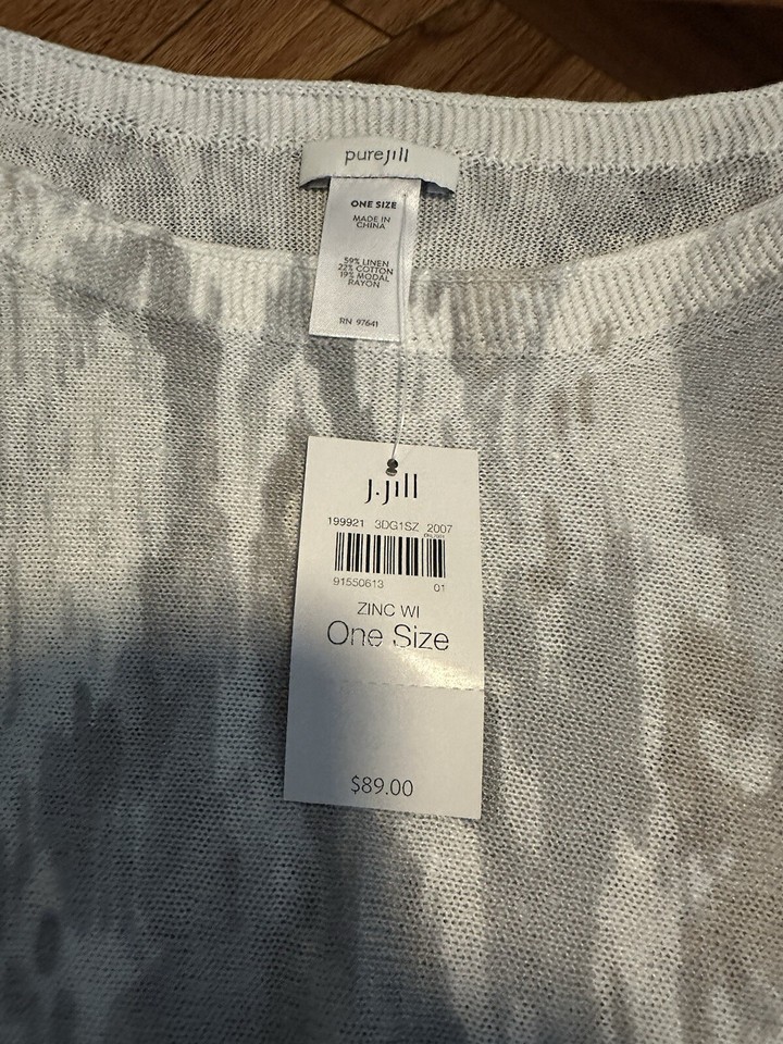 J. Jill Linen Artsy Open Side Poncho One Size Coastal Grandma Lagenlook ...