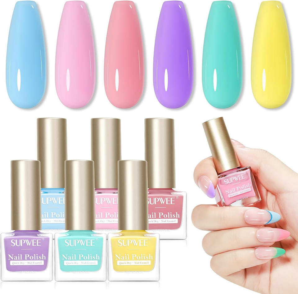 Pink Regular Nail Polish Set, Quick Dry Classic 6 Colors Popular Pink ...