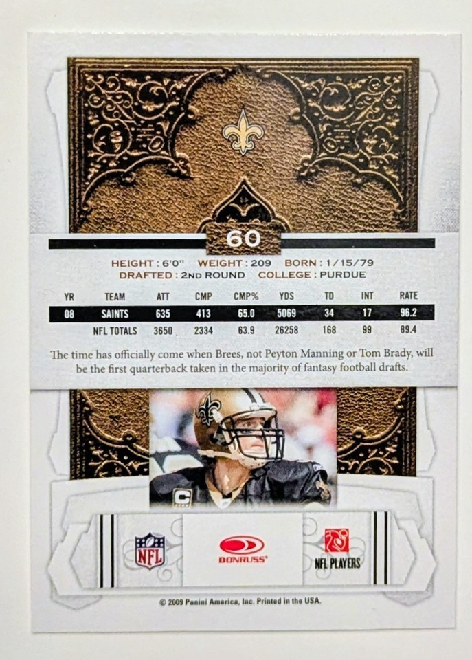 2009 Donruss Panini Classics - Drew Brees #60 Deep Color with Sharp ...