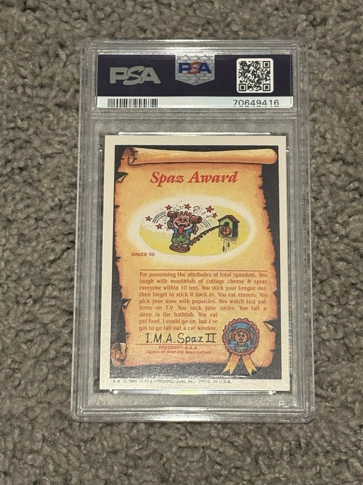 1985 GARBAGE PAIL KIDS STICKERS GLOSSY #42b MUGGIN' MEGAN SERIES 2 SPAZ ...