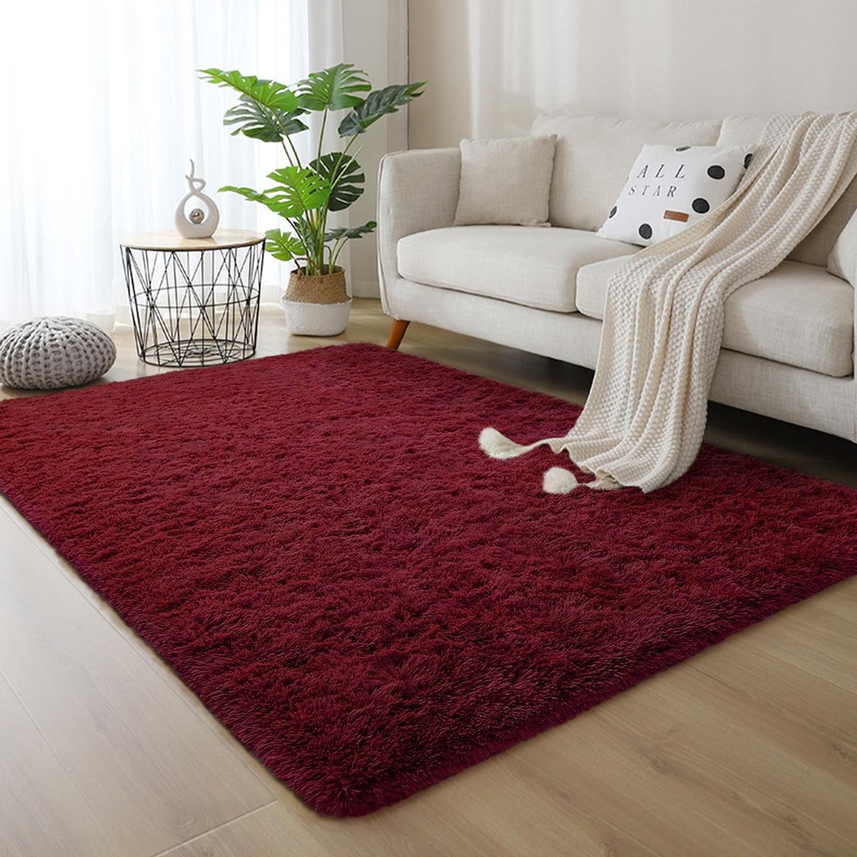 Extra Large 9x12 ft Burgundy Red Area Rugs for Bedroom Living Room ...