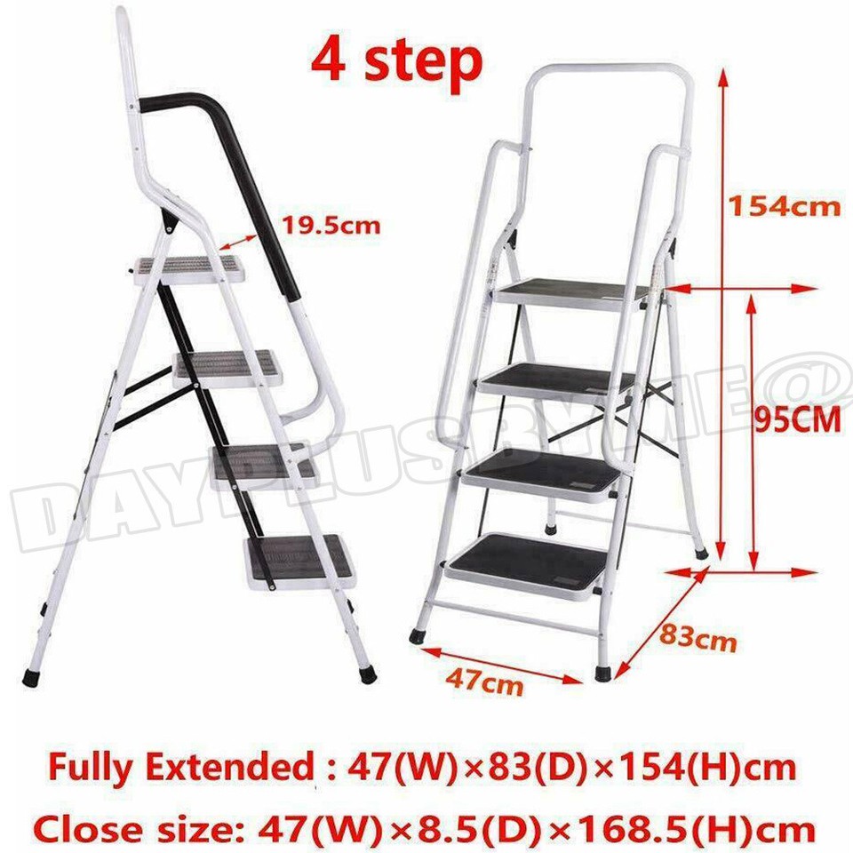 Folding 1 2 3 4 Step Ladder Safety Non Slip Mat Tread Small Stool ...